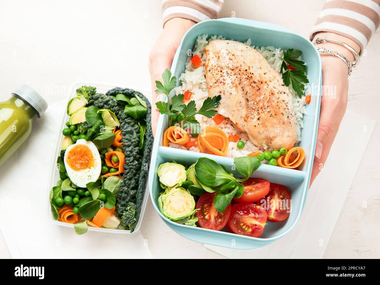 Different types of healthy meals in containers, Takeout food menu, top ...