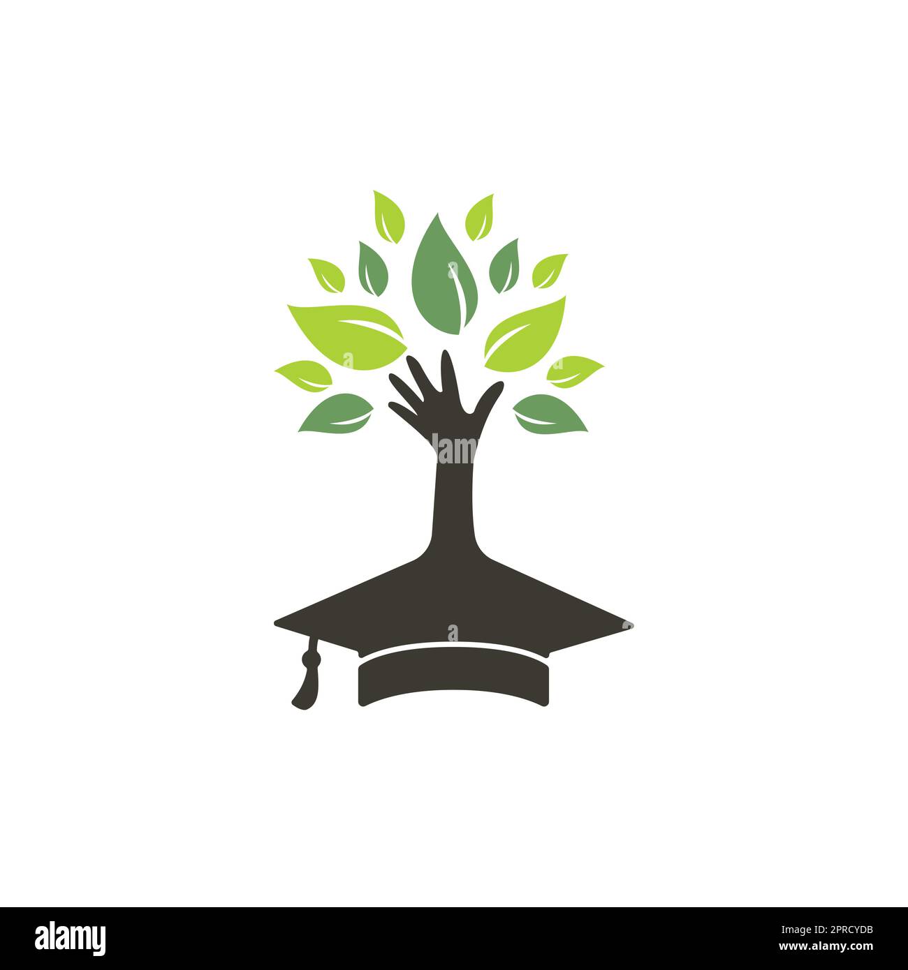 Education insurance and support logo concept. Graduation cap and hand ...