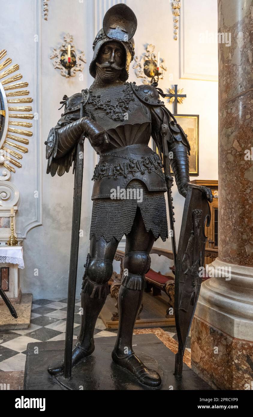 Theoderic, King of the Ostrogoths bronze statue at the Hofkirche museum ...
