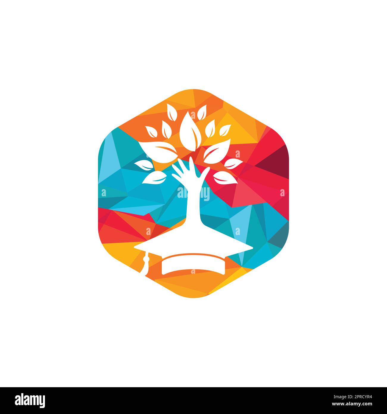 Education insurance and support logo concept. Graduation cap and hand ...