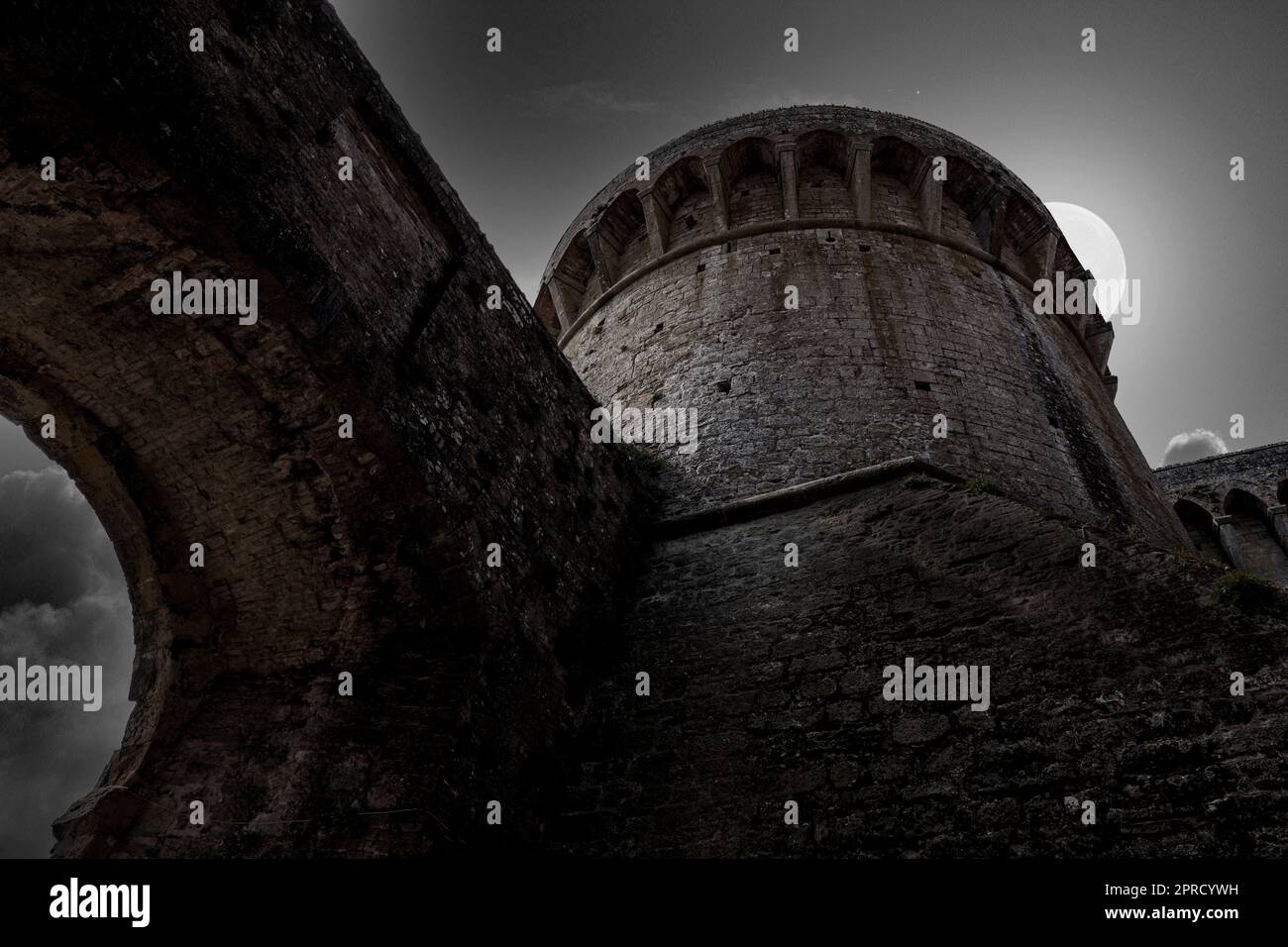 one of the towers of the fortress in the tuscan Volterra village at ...