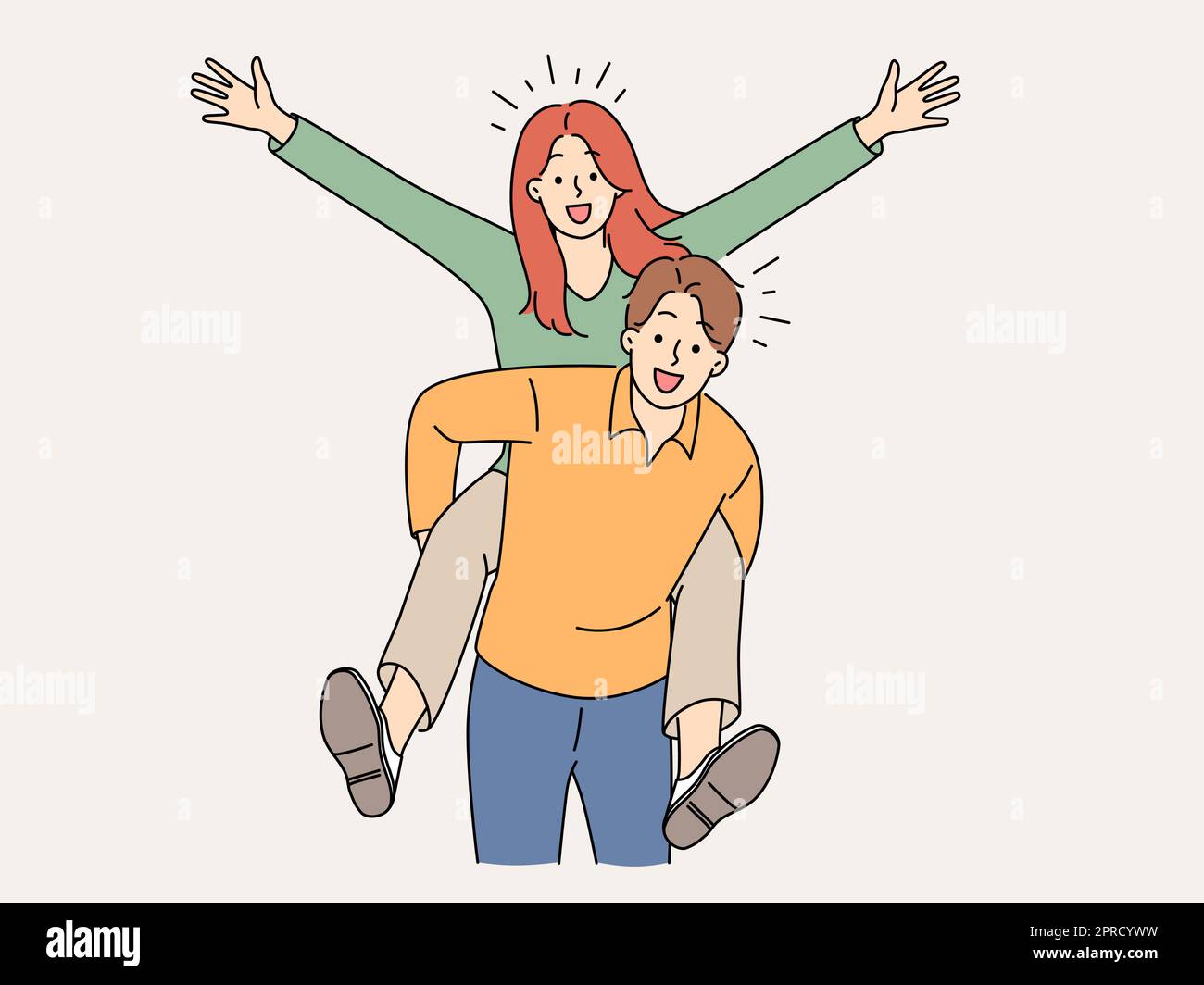 Girl piggyback ride Stock Vector Images - Alamy