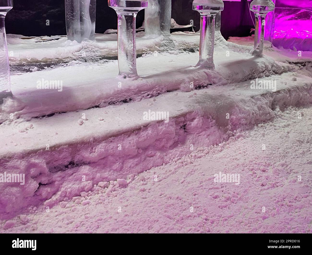 Construction of sculpture with columns in Ice town Stock Photo - Alamy