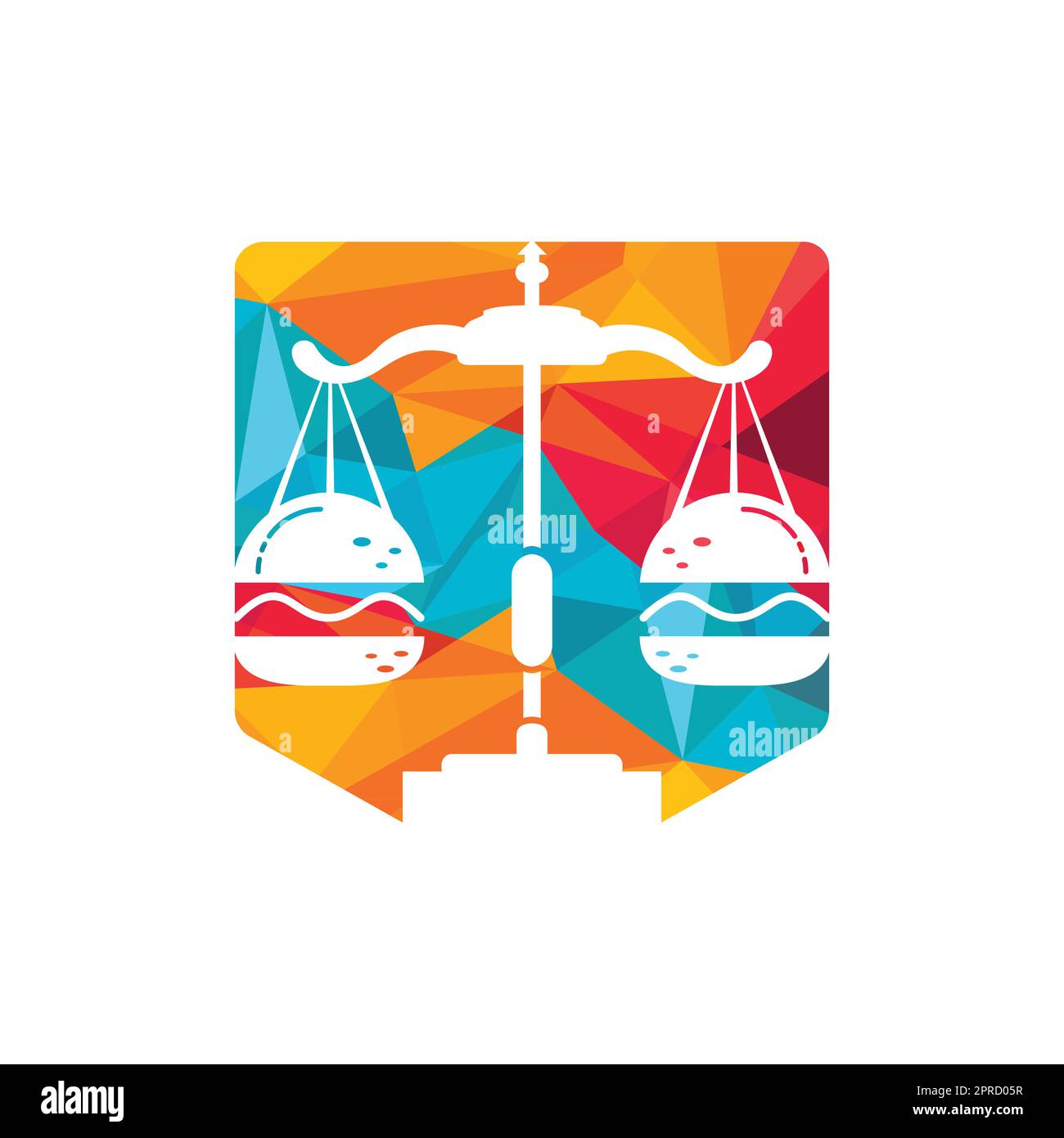 Food law vector logo design template. Law balance and burger icon ...