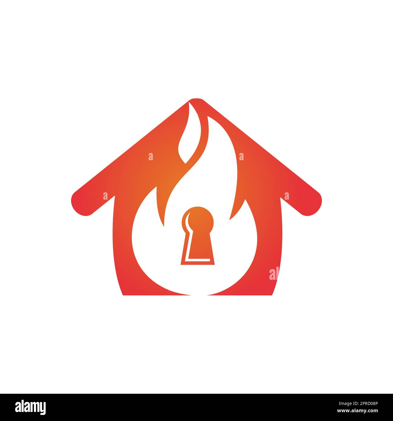 Fire padlock key logo design template. Fire flame key with house logo ...