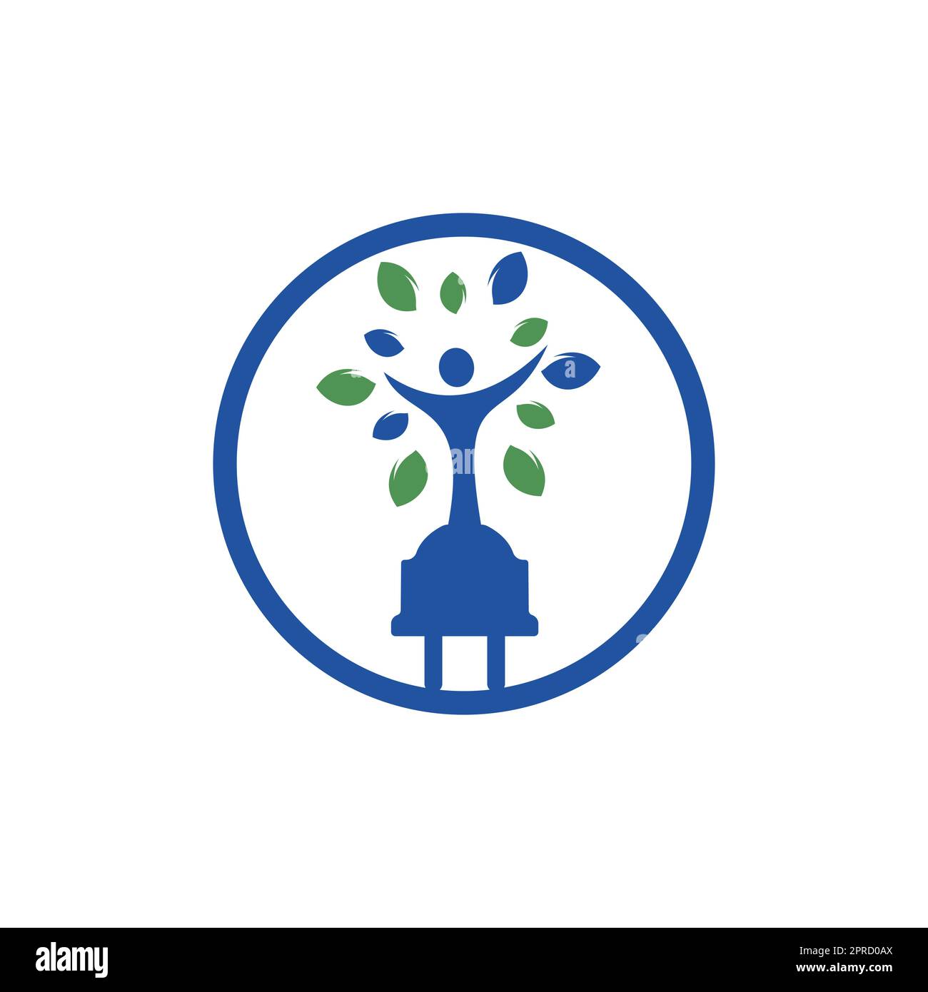 Electric cord and human tree vector logo design. Green energy ...