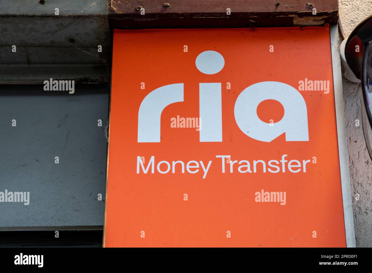 lyon , Aura France - 04 24 2023 : ria Money Transfer text brand and ...