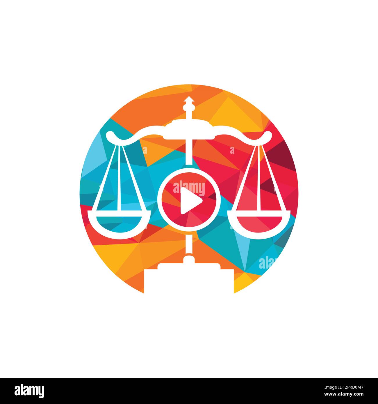 Creative play media law firm vector logo design. Scales and record ...