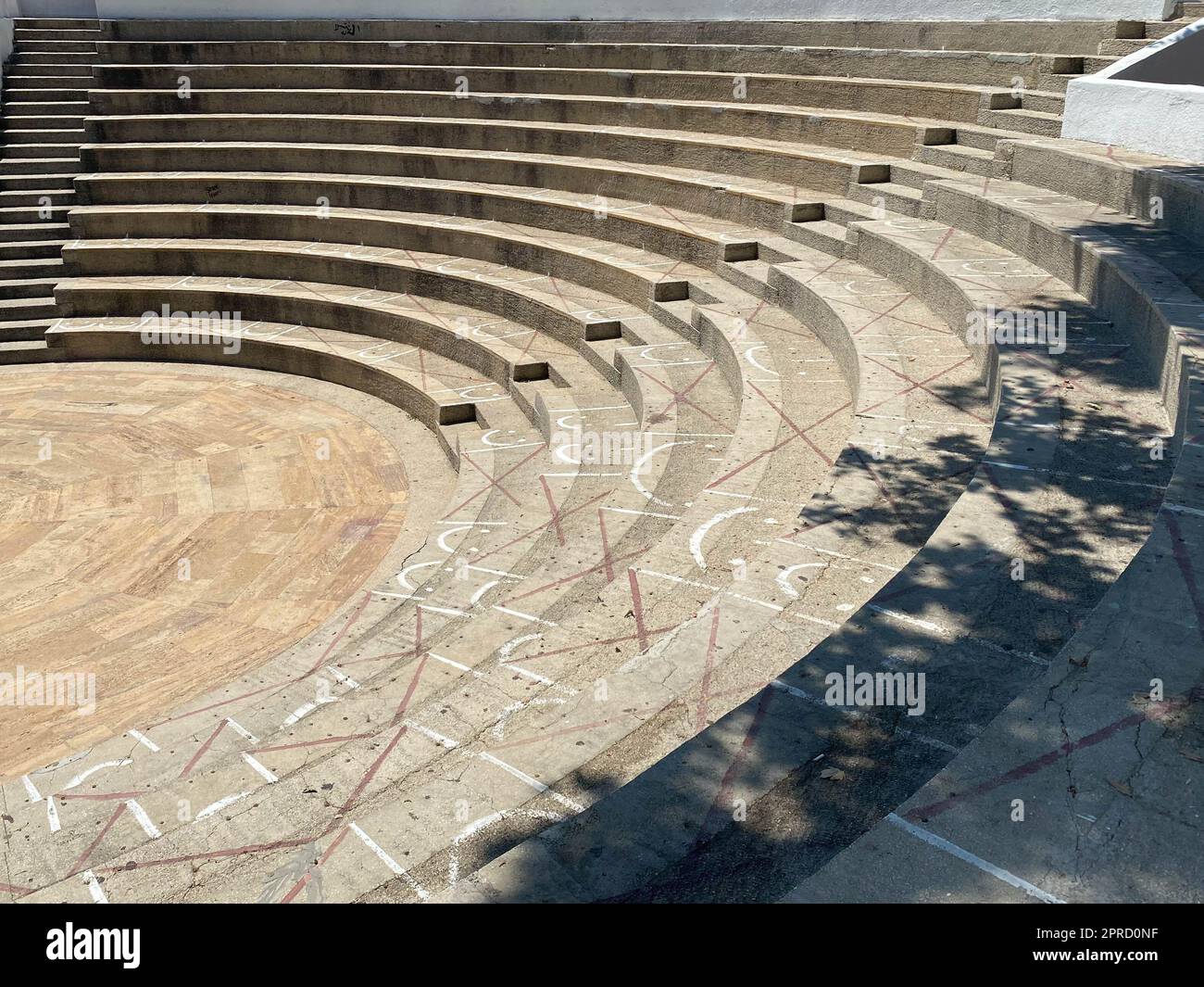 Steps of the amphitheater in the Krasnodar Park. Summer cinema in the ...