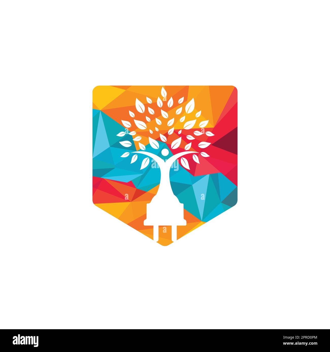 Electric cord and human tree vector logo design. Green energy ...