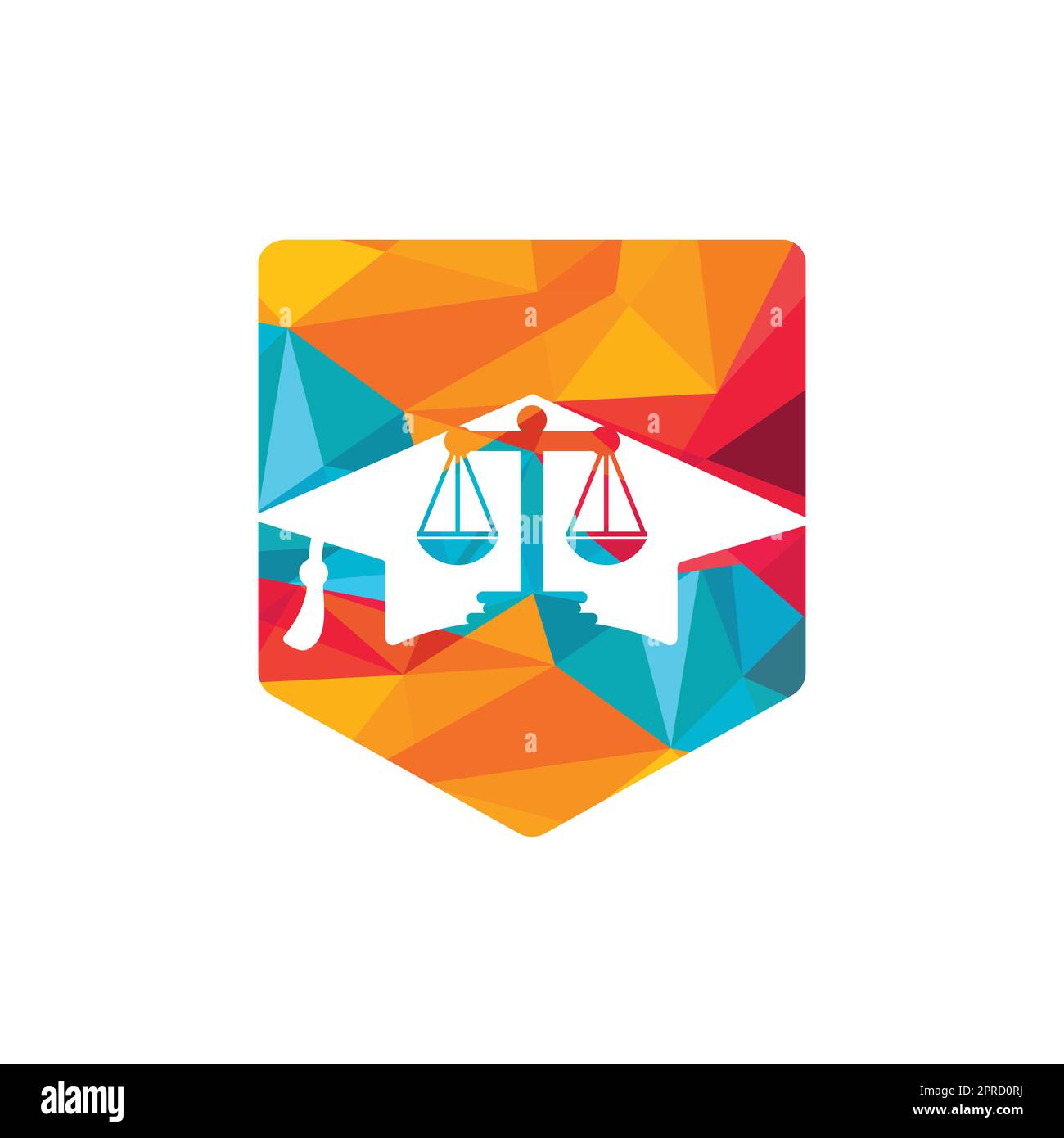 Law scale with graduation cap icon logo design. Law education vector ...