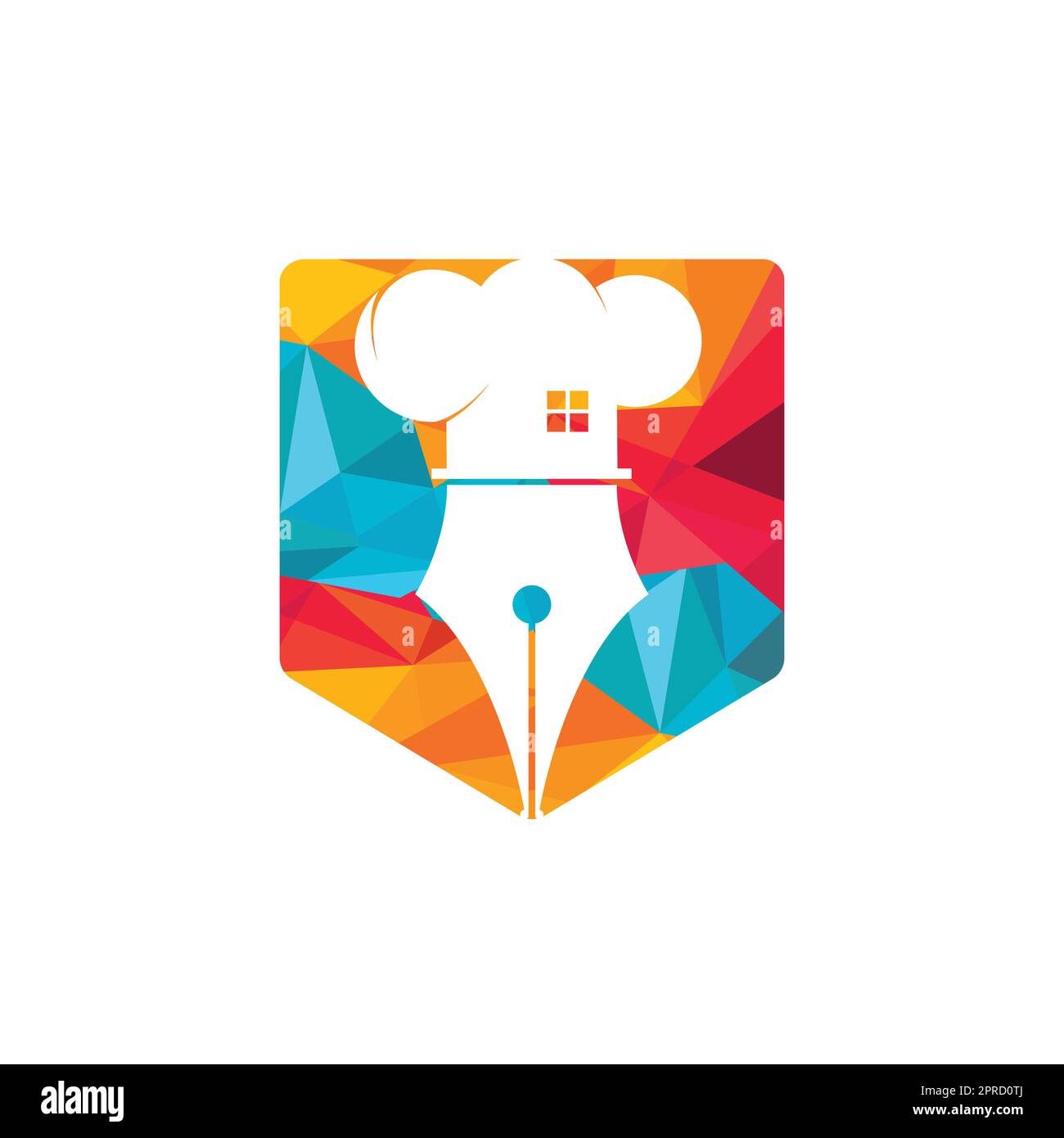 Food education vector logo design. Pen and chef hat with home icon ...