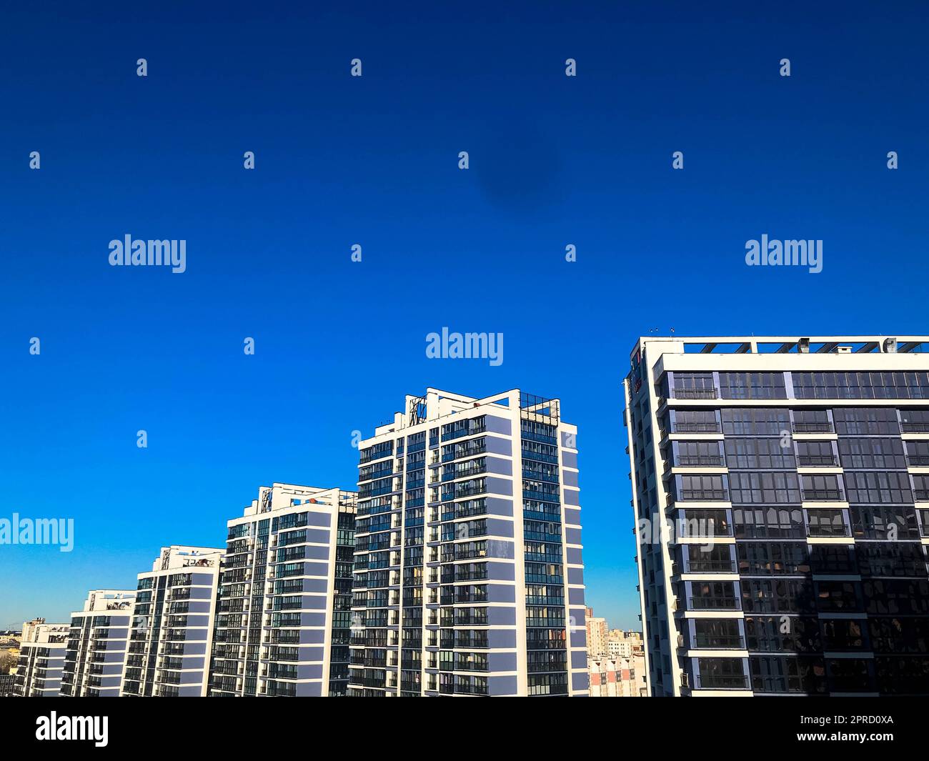 View of the new beautiful residential complex from new buildings with ...