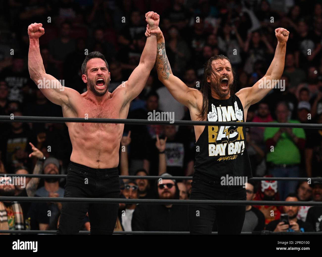 Sunrise FL, USA. 26th Apr, 2023. Adam Cole and Tony Khan during The AEW Wrestling Dynamite at ...