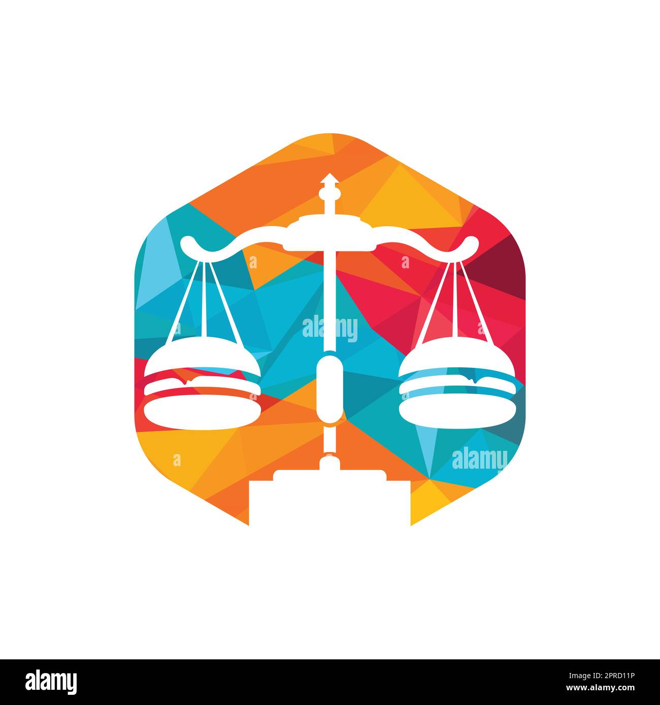 Food law vector logo design template. Law balance and burger icon ...