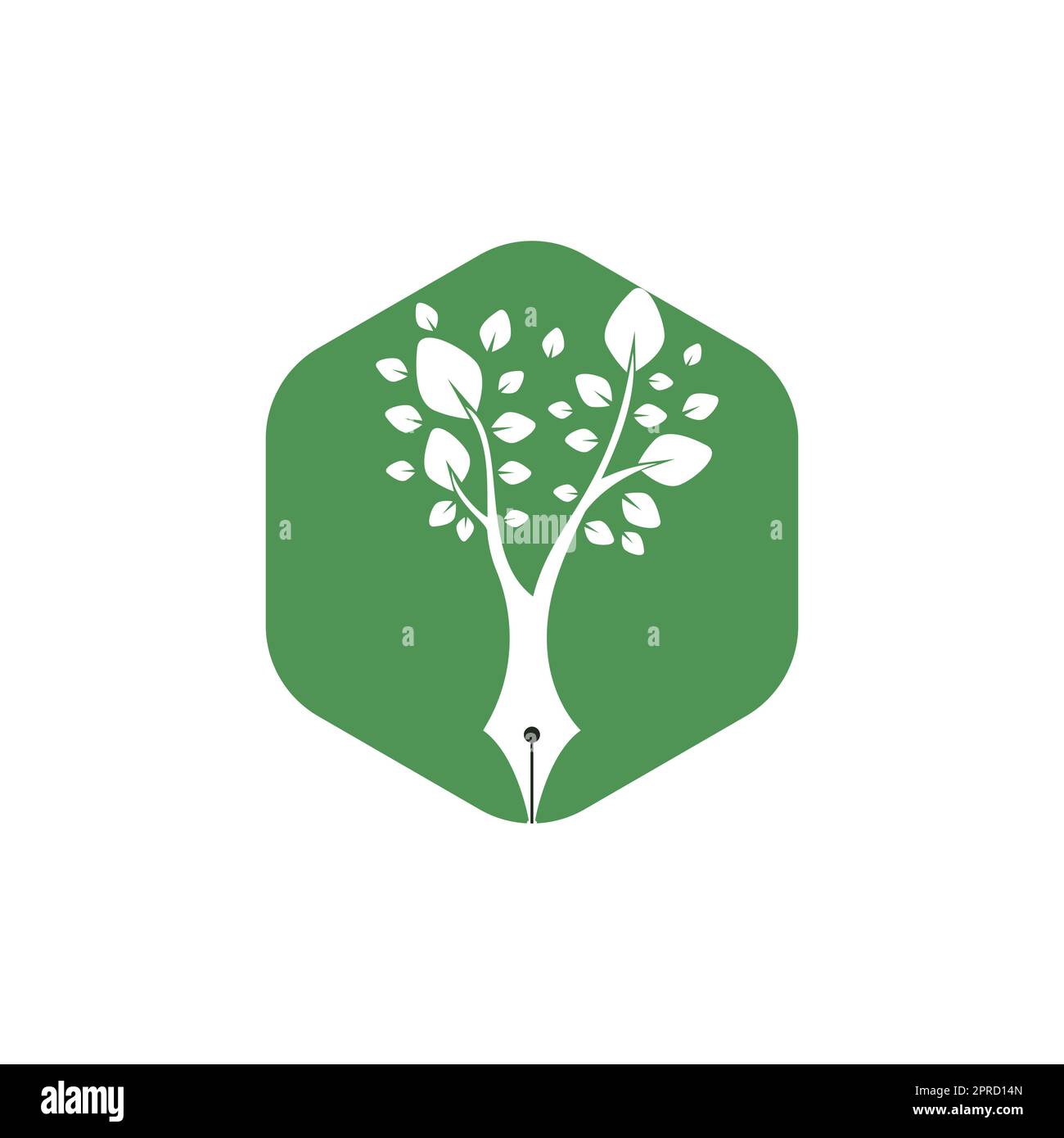 Tree pen vector logo design template. Writer and nature logo concept ...
