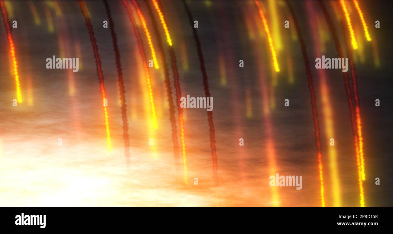 Abstract bright meteors burning falling from the sky, meteorites ...