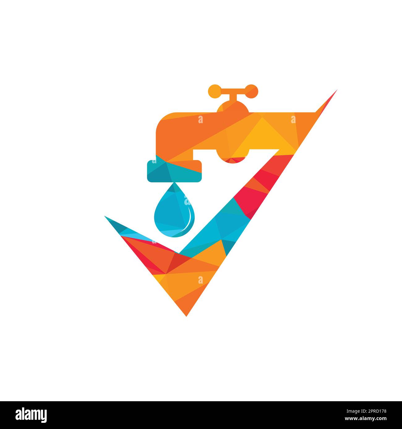 Check plumbing logo template illustration. Water faucet with check tick ...