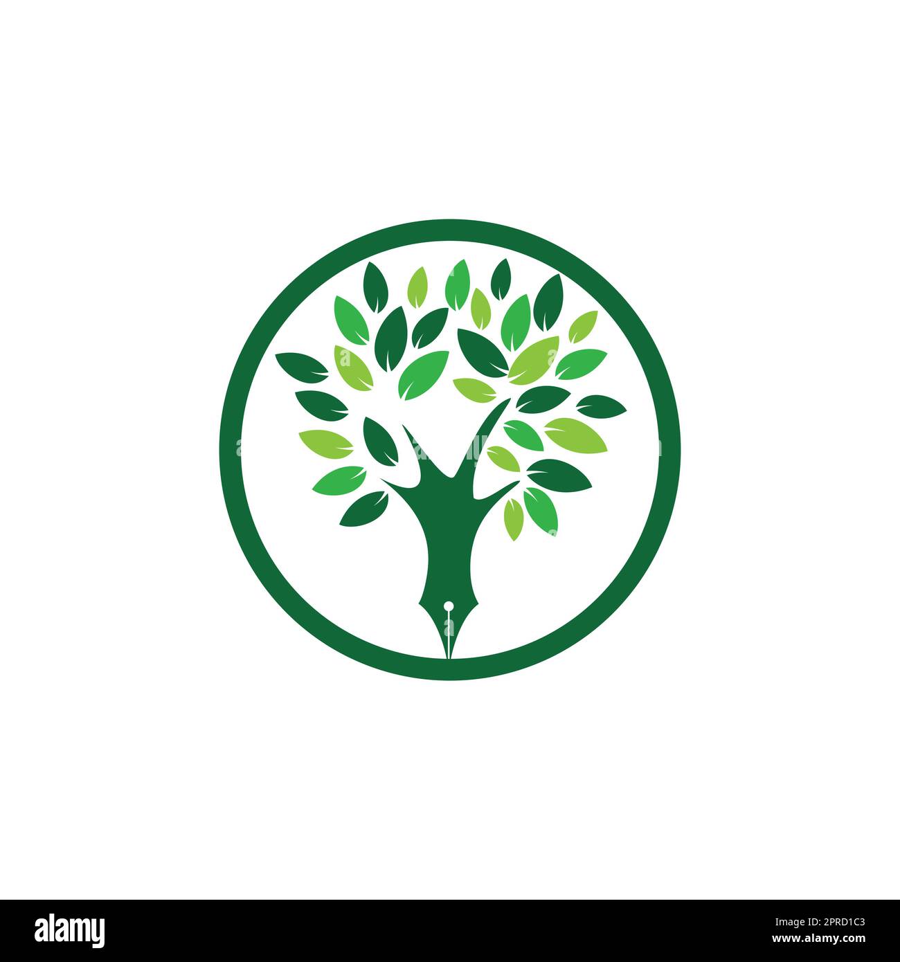 Tree pen vector logo design template. Writer and nature logo concept ...