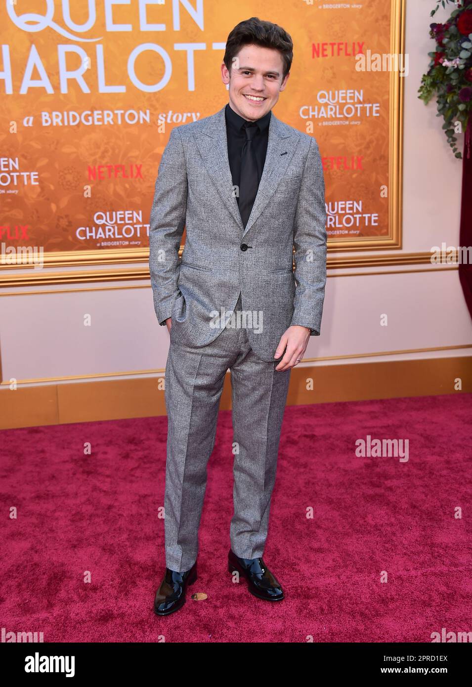 Sam Clemmett arrives at the Los Angeles premiere of "Queen Charlotte: A ...