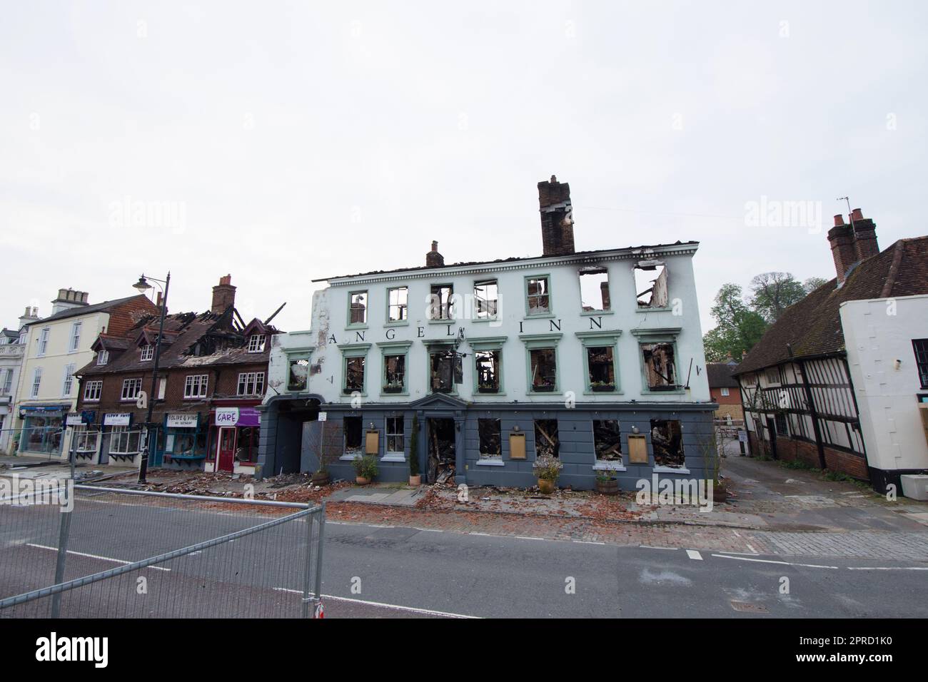 The Angel Hotel and three adjoining shops destroyed by fire leaving ...