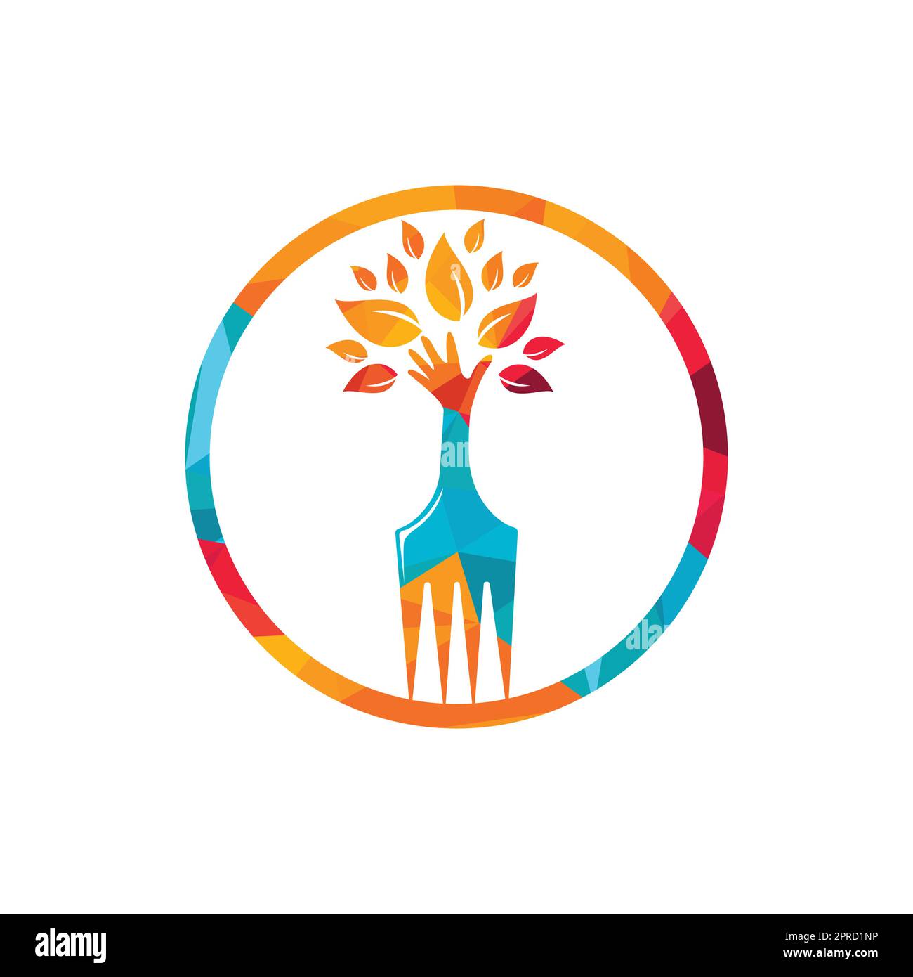 Fork hand tree vector logo design. Restaurant and farming logo concept ...