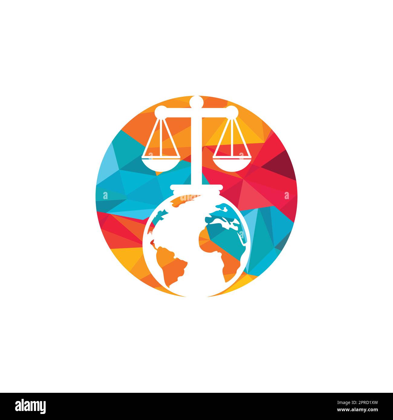 International tribunal and Supreme court logo concept. Scales on globe ...