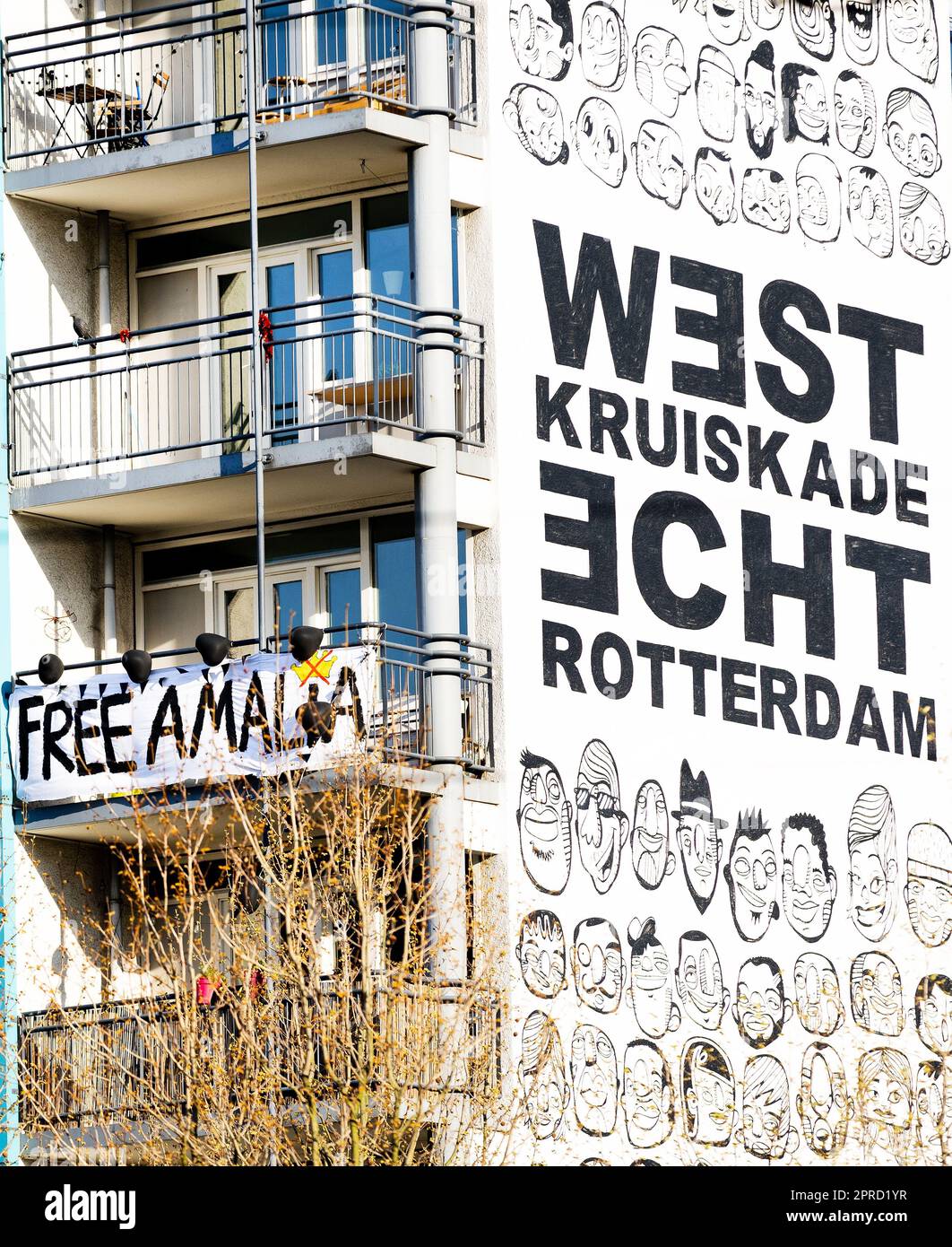 ROTTERDAM - Banner at Central Station during King's Day. ANP IRIS VAN ...