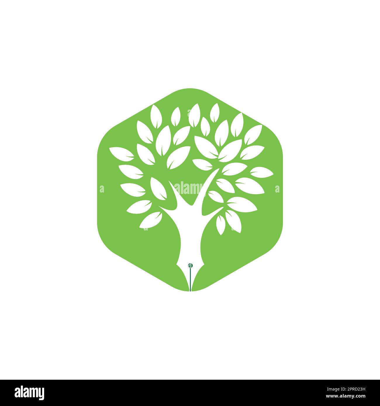 Tree pen vector logo design template. Writer and nature logo concept ...