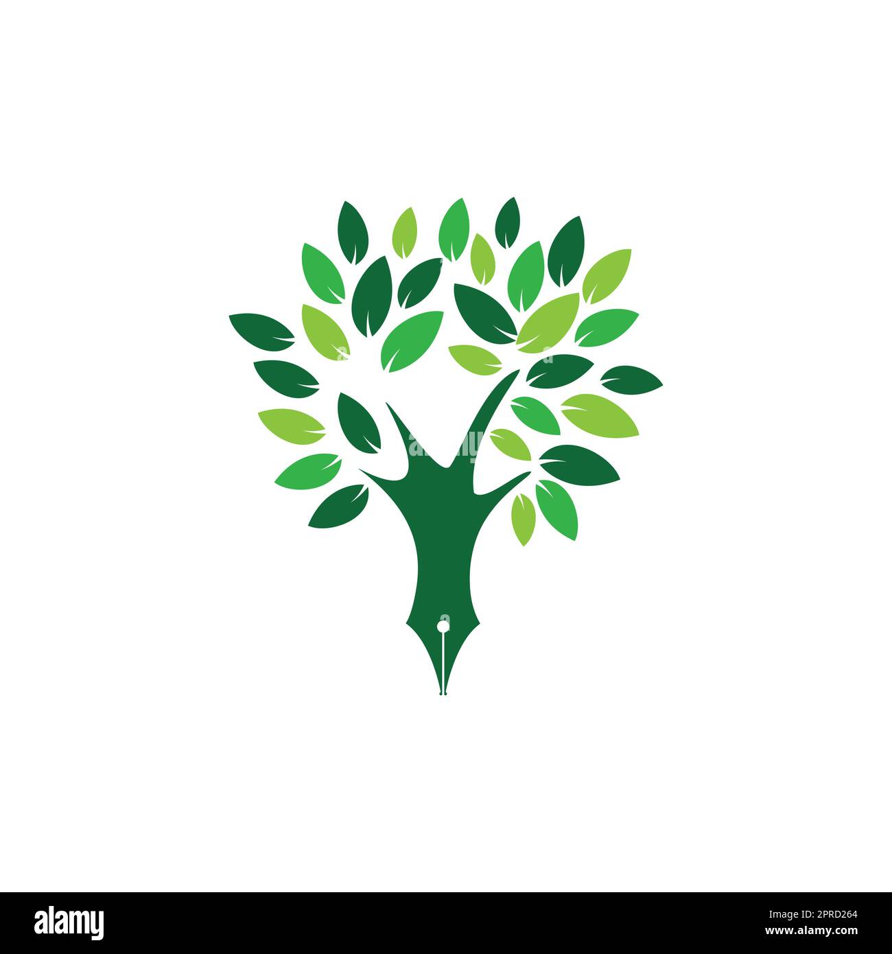 Tree pen vector logo design template. Writer and nature logo concept ...