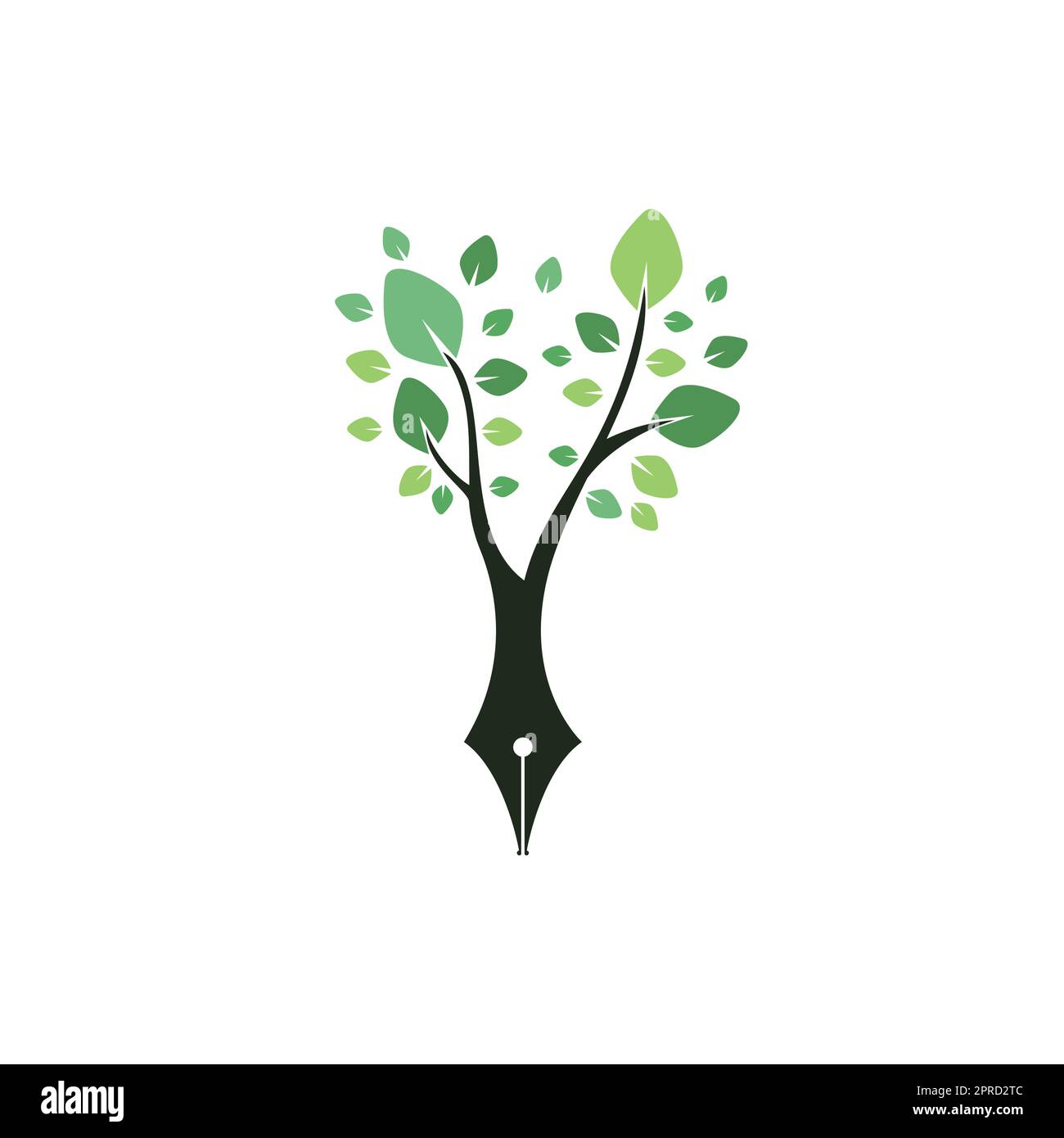 Tree pen vector logo design template. Writer and nature logo concept ...