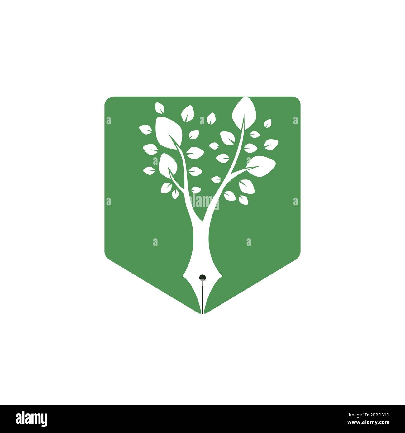 Tree pen vector logo design template. Writer and nature logo concept ...