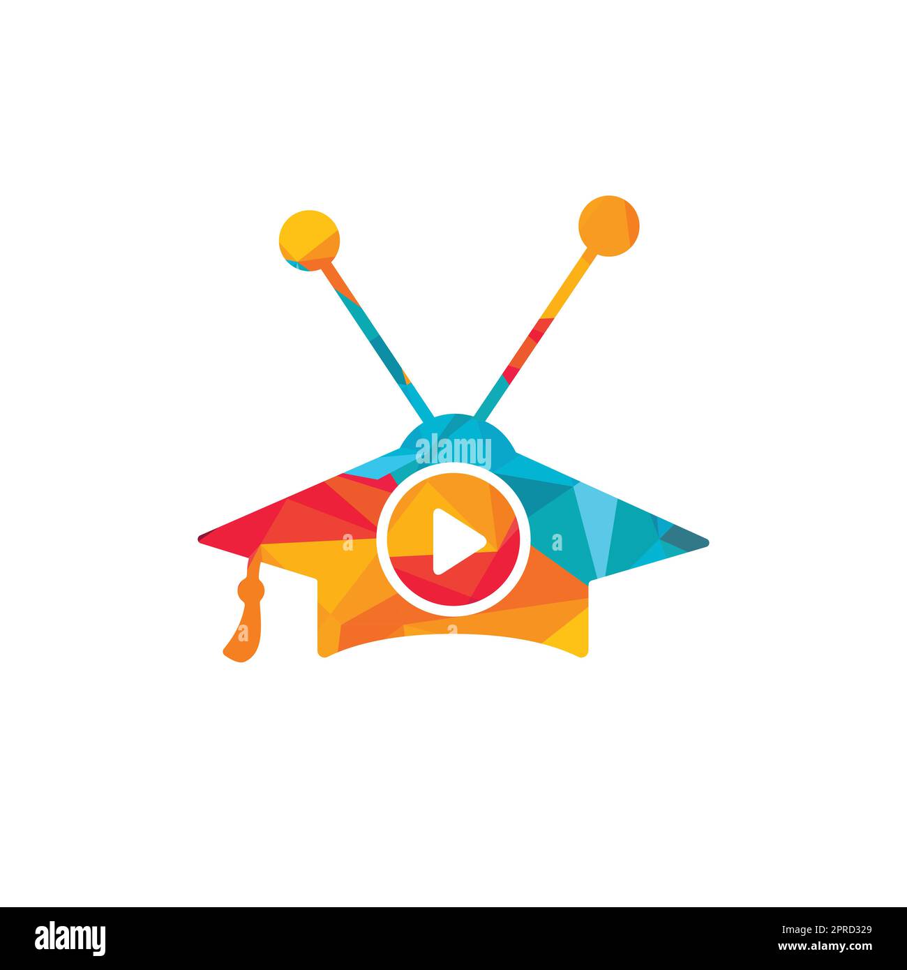 Education video play vector logo design. Graduation cap and play button ...