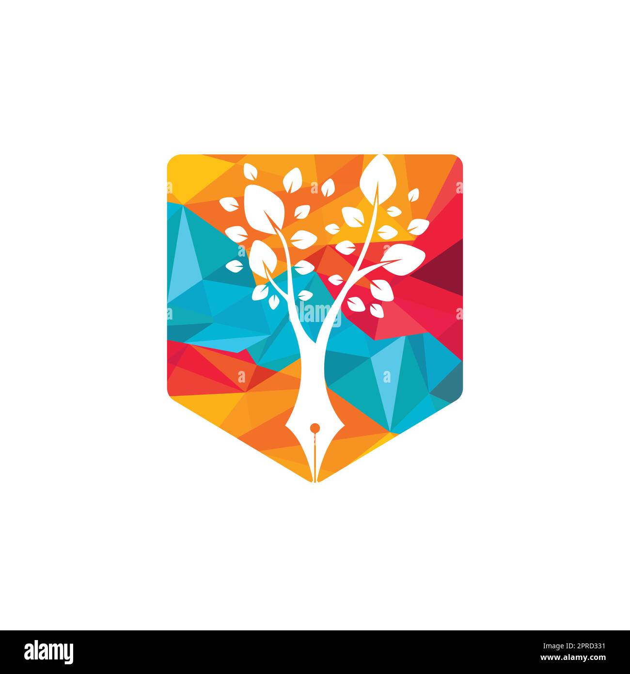 Tree pen vector logo design template. Writer and nature logo concept ...