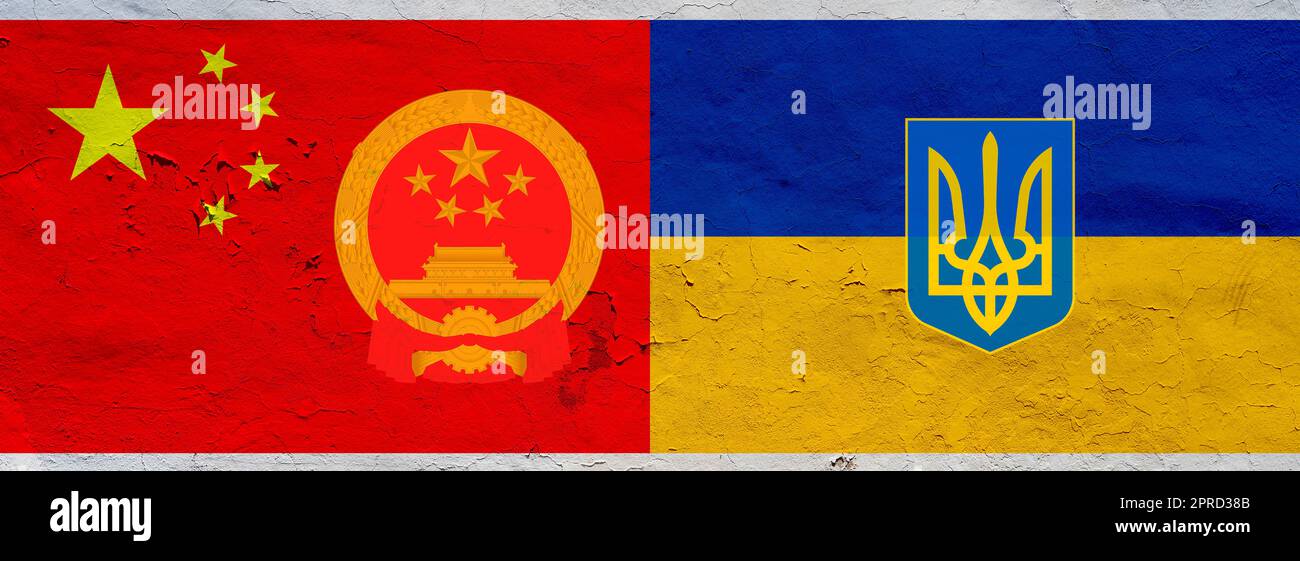 Flags of china and ukraine relations concept china ukraine friendship ...