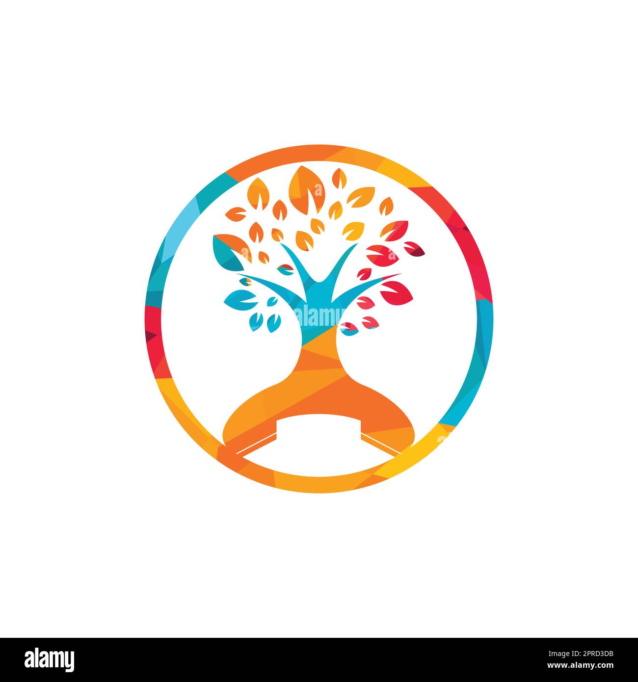 Nature call vector logo design. Handset tree icon design template Stock ...