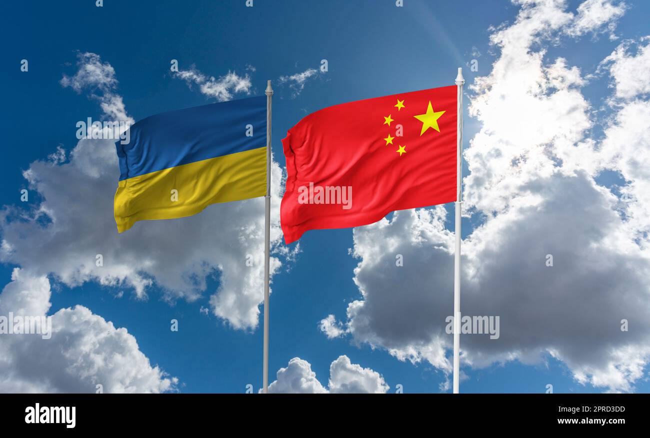 Flags of china and ukraine relations concept china ukraine friendship ...