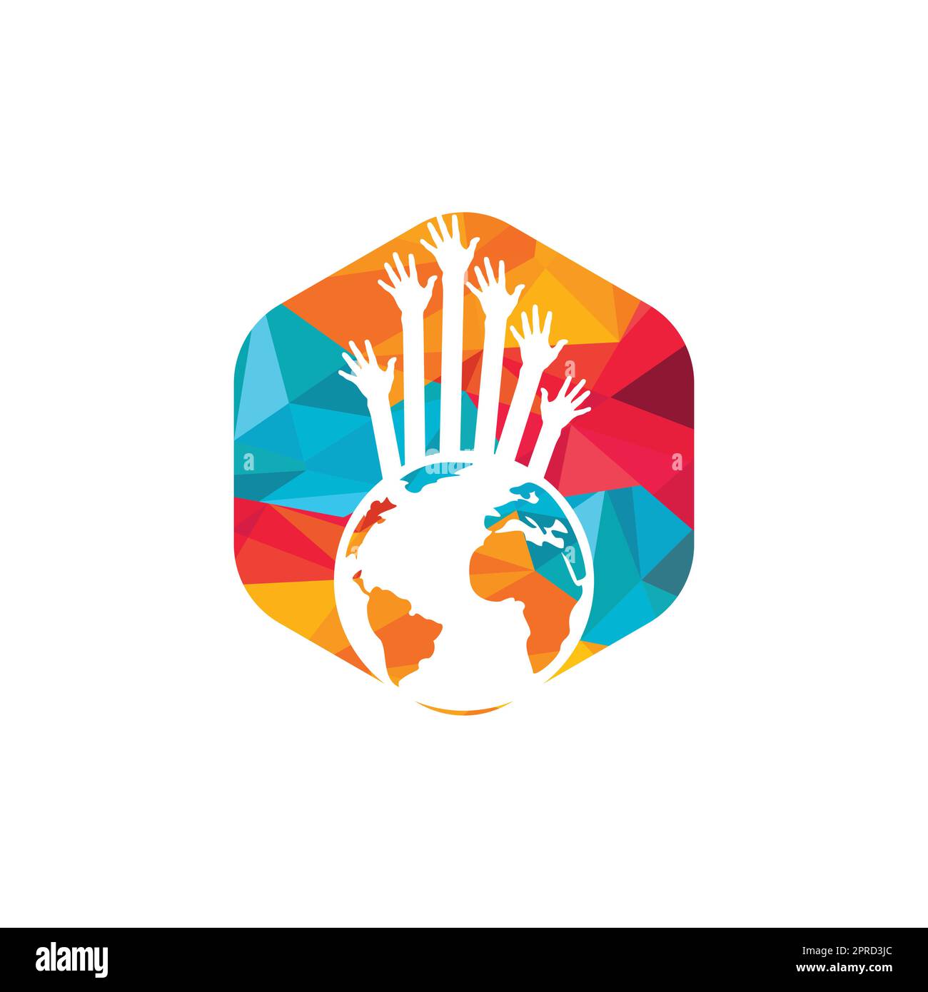 World hands vector logo design template. World support logo concept ...