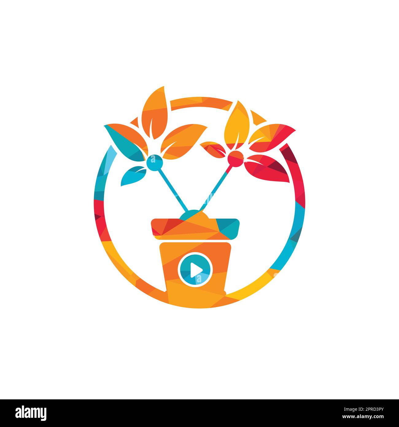 Nature tv vector logo design template. Flower pot and play button icon ...