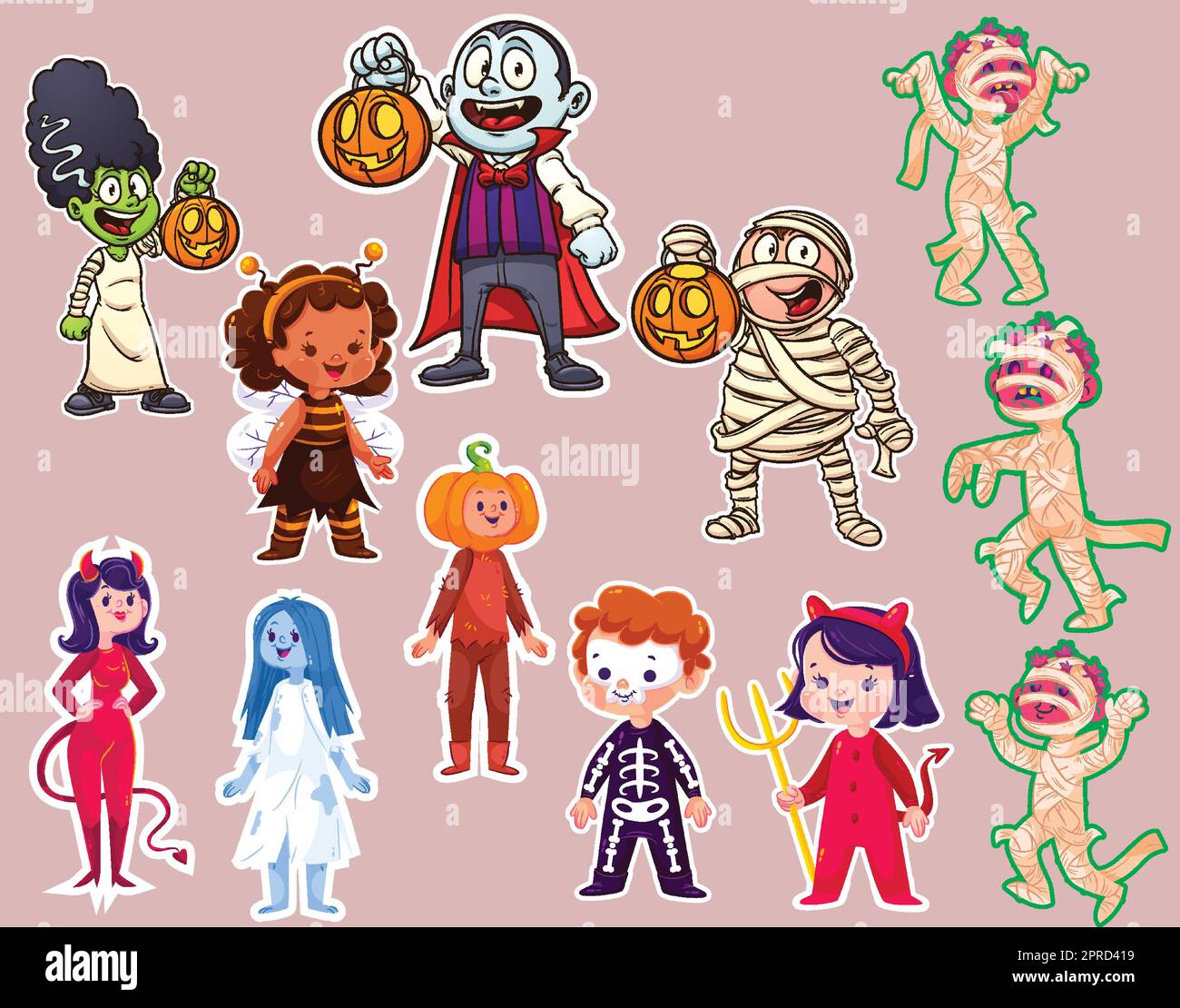 Halloween cute cartoon character icon set Stock Vector Image & Art - Alamy