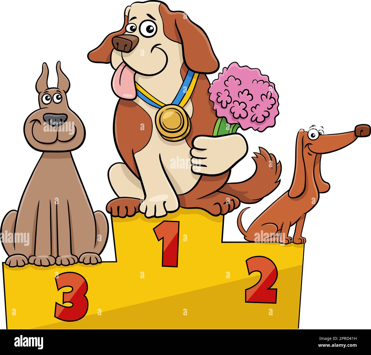three cartoon dogs on the podium at the dog show Stock Vector Image ...