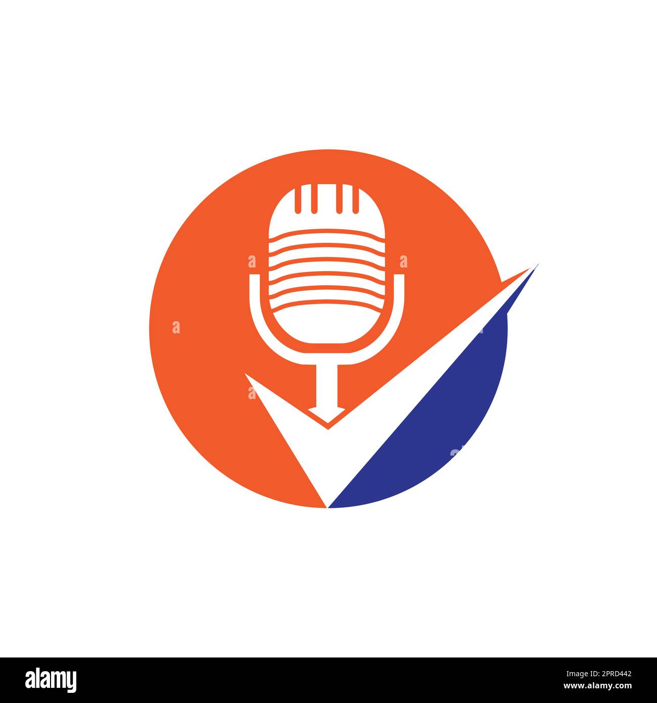 Check podcast vector logo design template. Microphone and tick icon ...