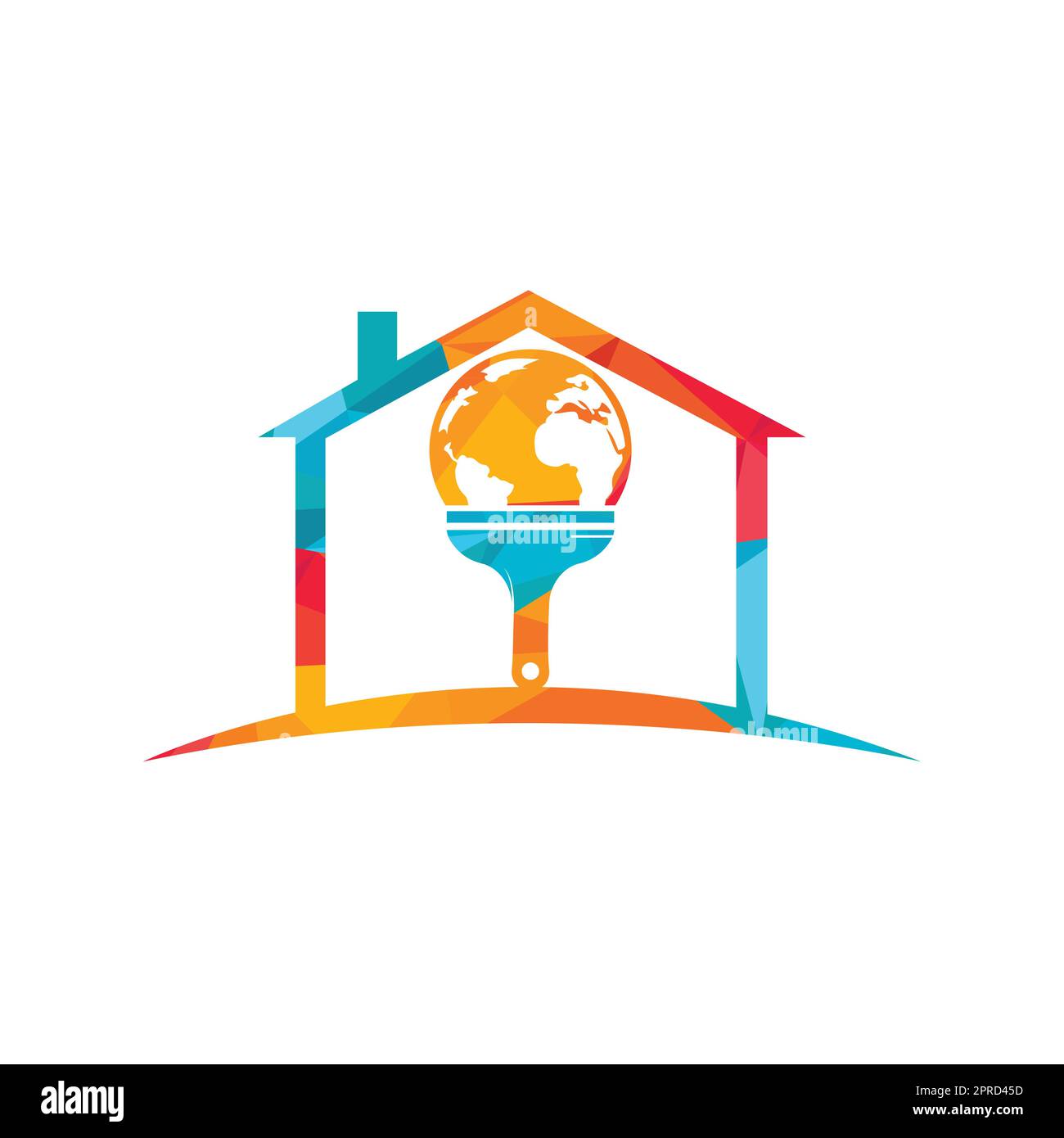 Paint brush and globe vector logo design. Global paint icon logo ...