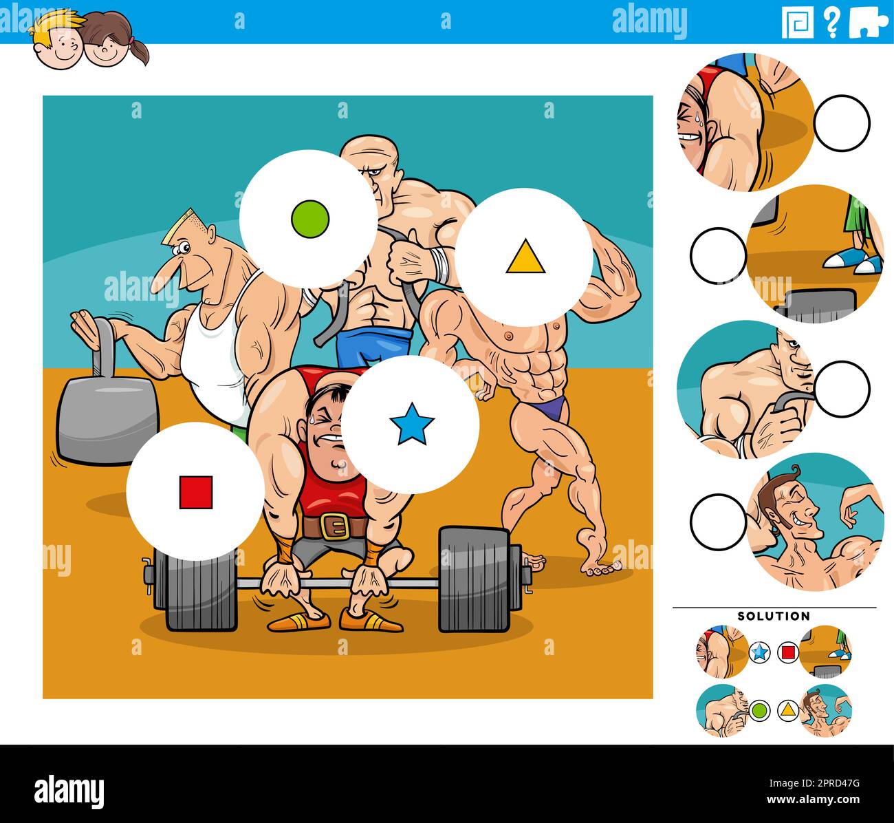 match pieces game with cartoon athletes group Stock Vector Image & Art ...