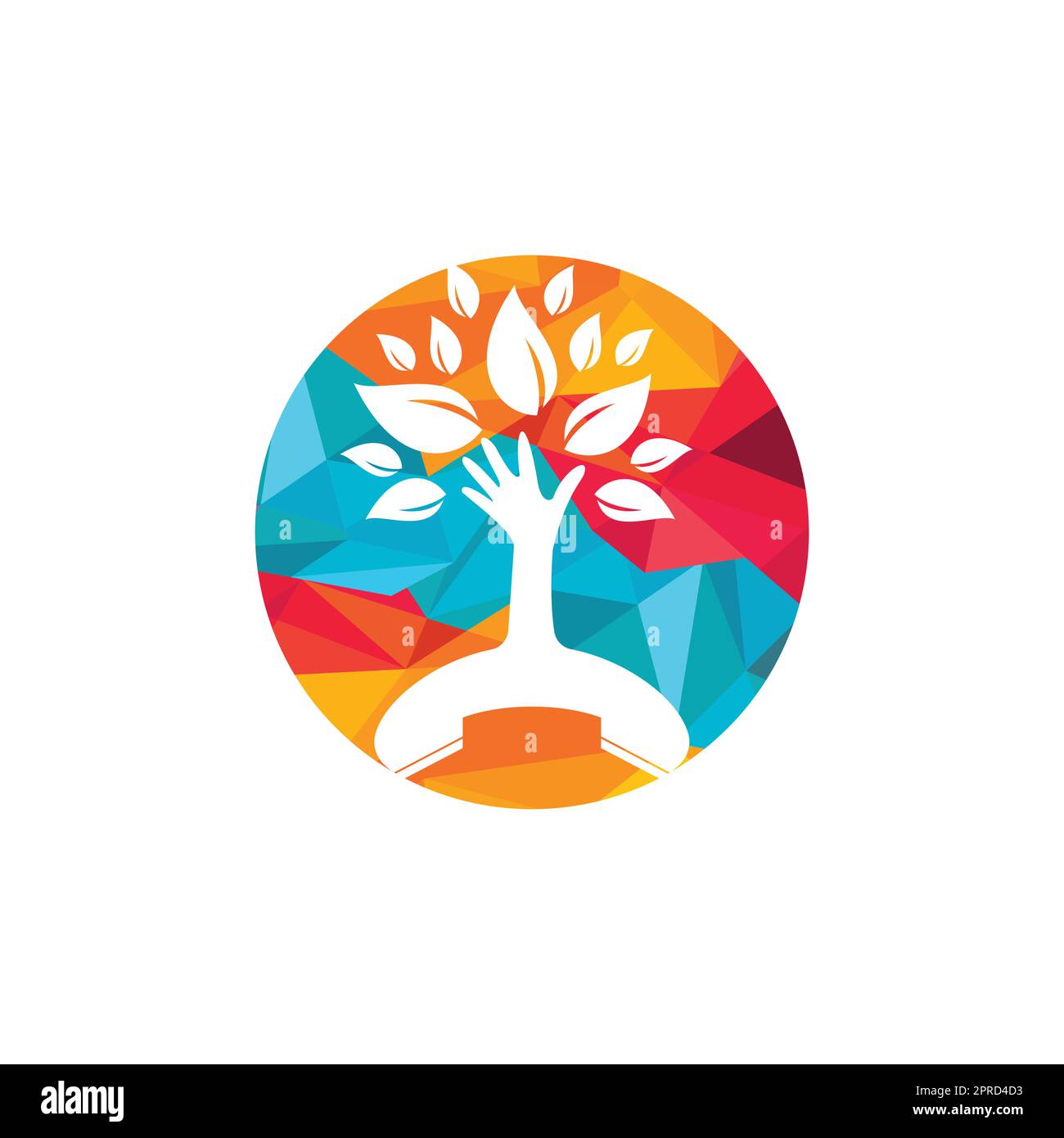 Nature call vector logo design. Handset and hand tree icon design ...