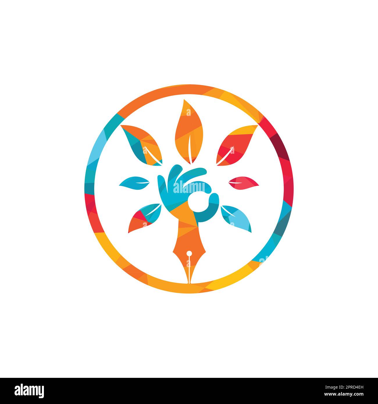 Education insurance and support logo concept. Pen and hand tree icon ...