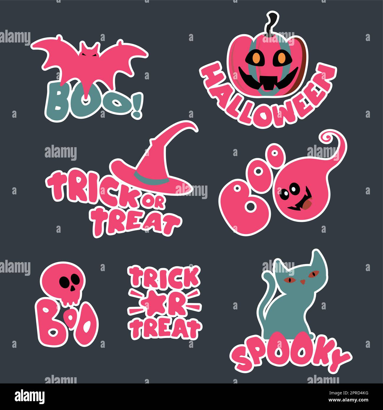 set of ghost halloween lettering icons with text Stock Vector Image ...
