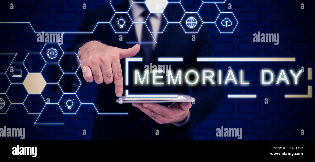 Text caption presenting Memorial Day. Business overview To honor and ...