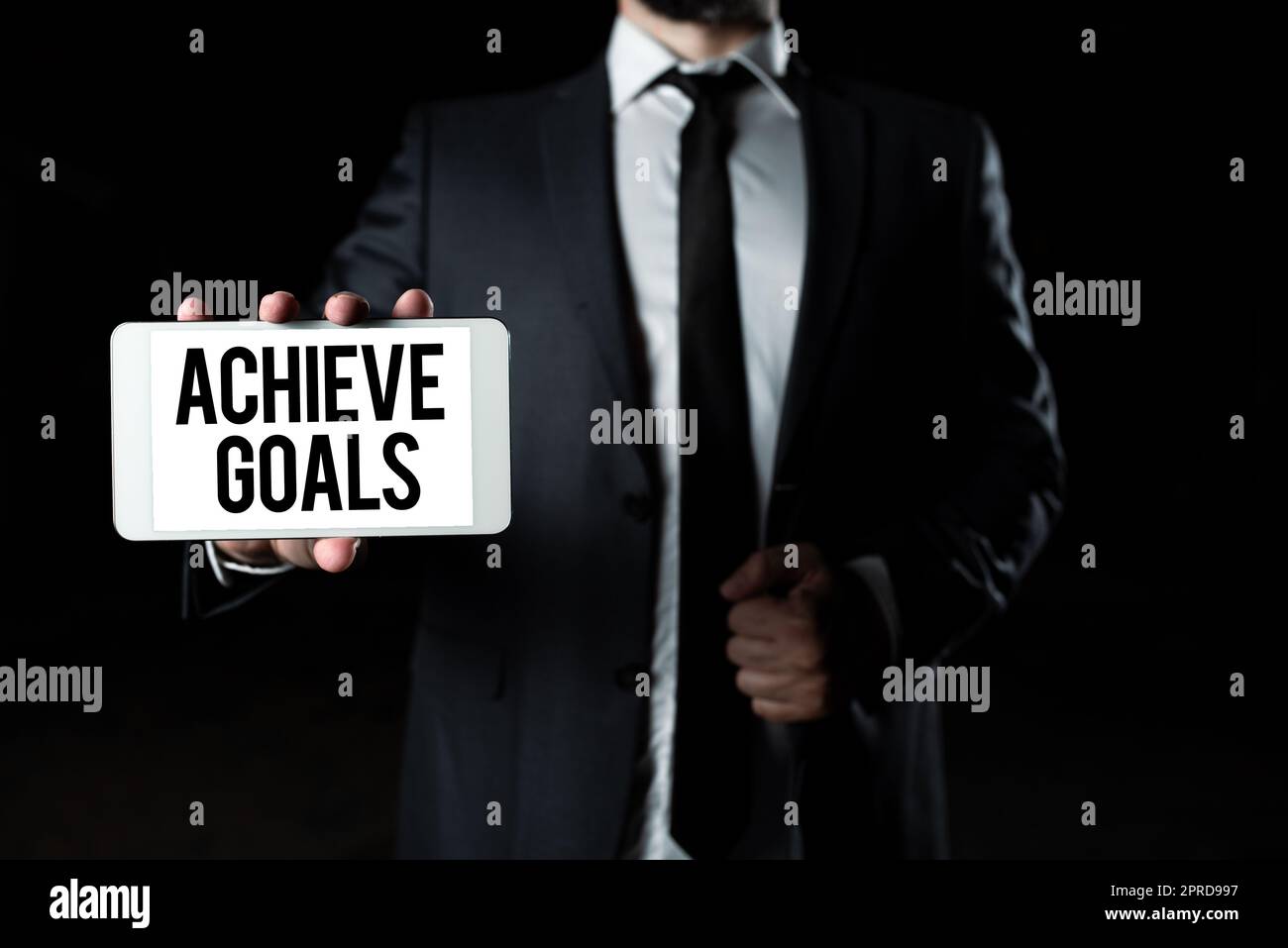 Text caption presenting Achieve Goals. Concept meaning Results oriented ...