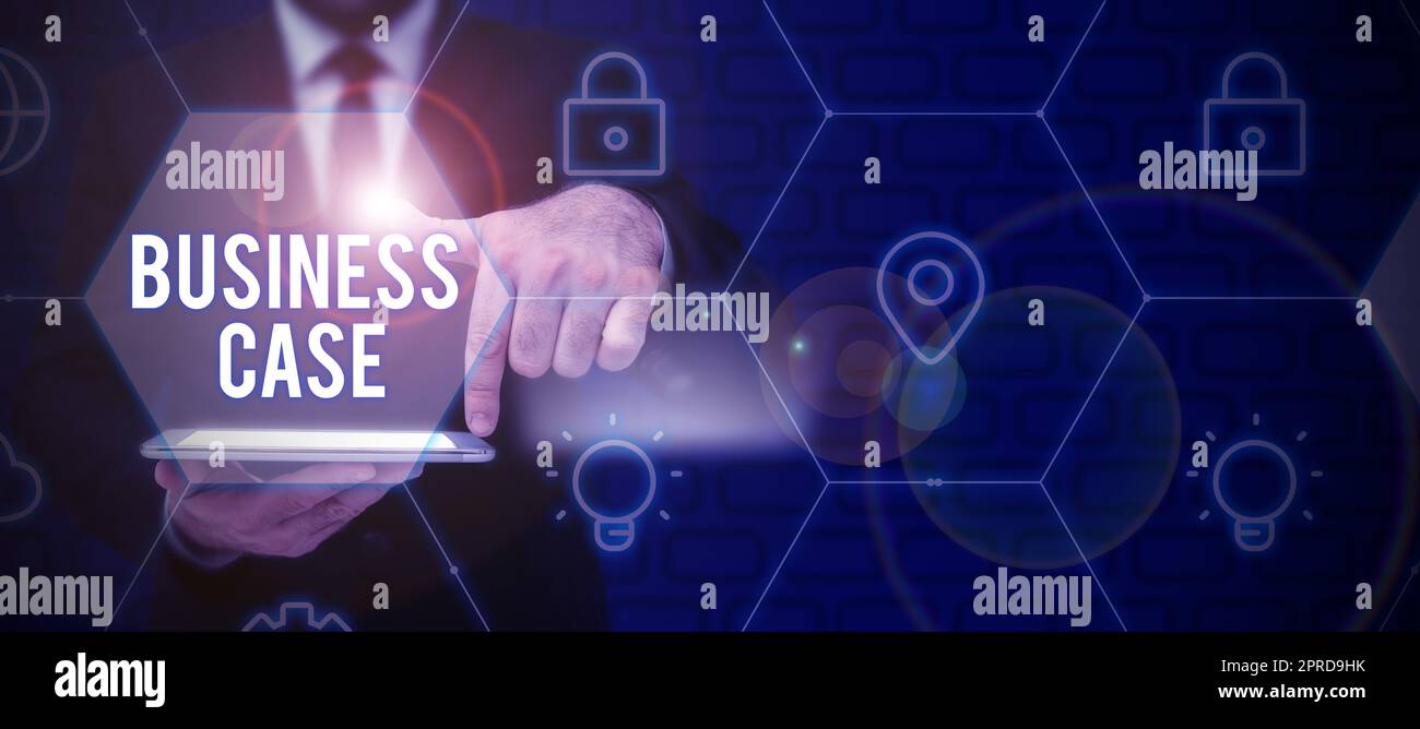 Text sign showing Business Case. Business idea Proposition Undertaking ...